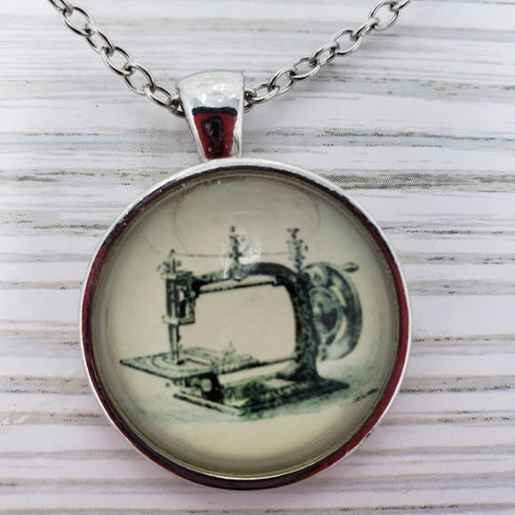 Jewelry | Antique Sewing Machine Pendant Necklace Silver Tone | Poshmark